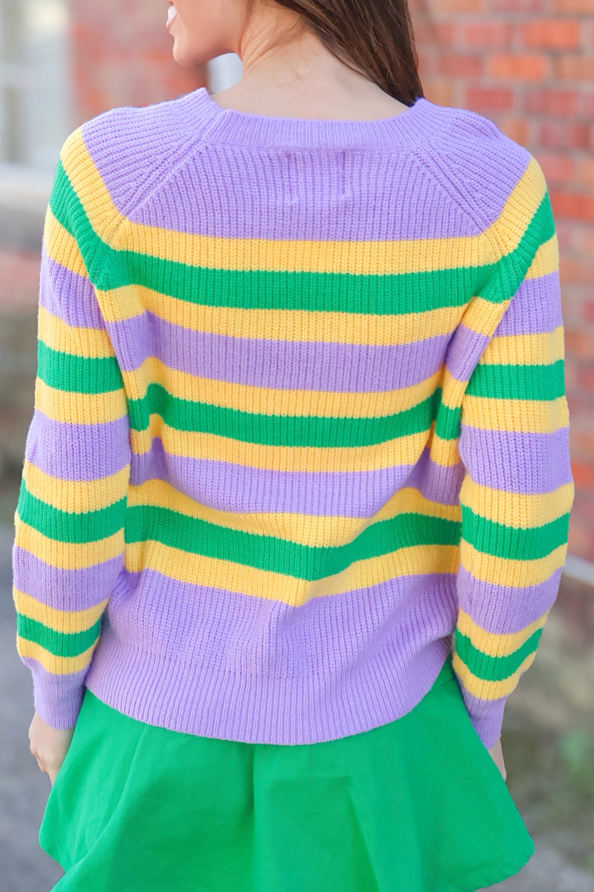 Float On Mardi Gras Cable Knit Sweater - Frock Candy