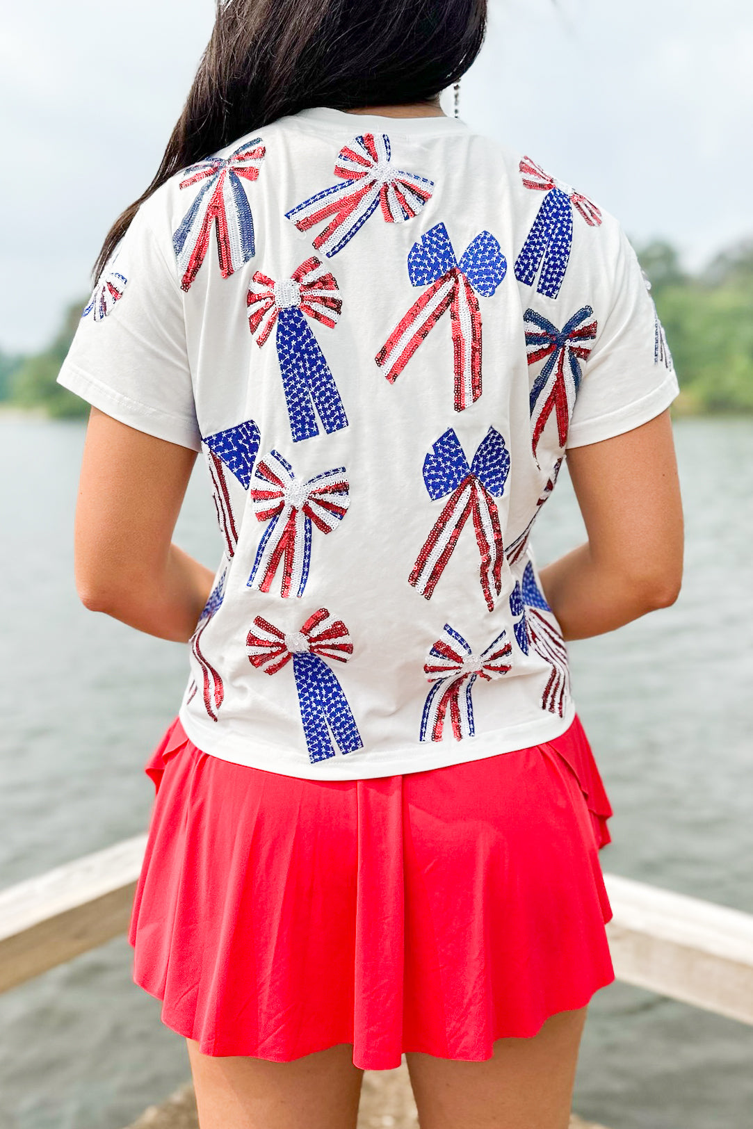 Patriotic Cutie Sequin Bow Top By Queen Of Sparkles Frock Candy